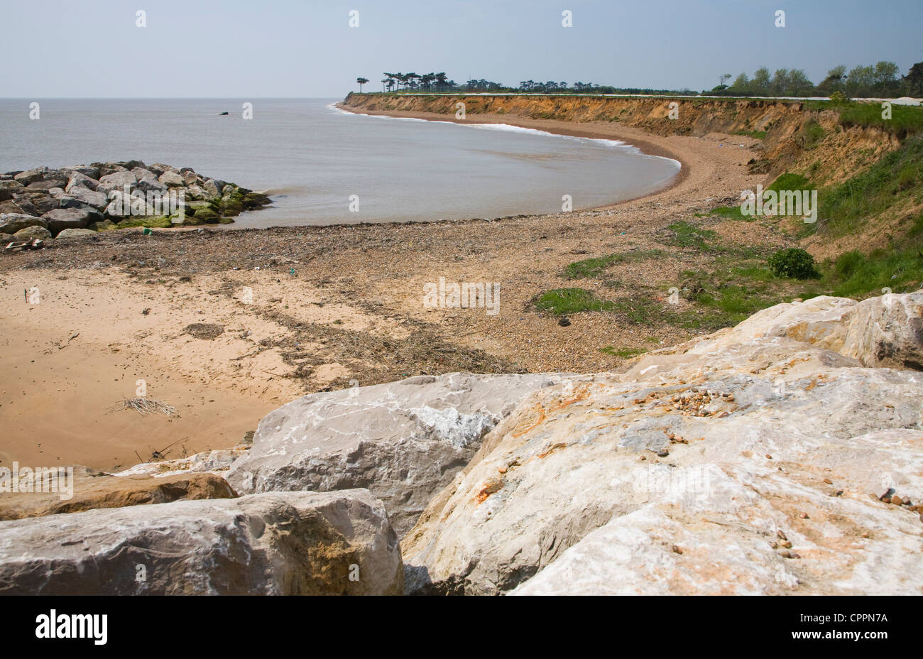 Bay and beach formed by coastal erosion cliffs of soft rocks East Lane ...