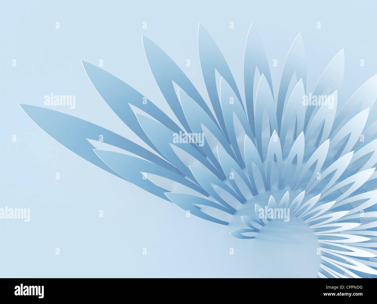 Light blue abstract background with wing-shaped geometric structure ...