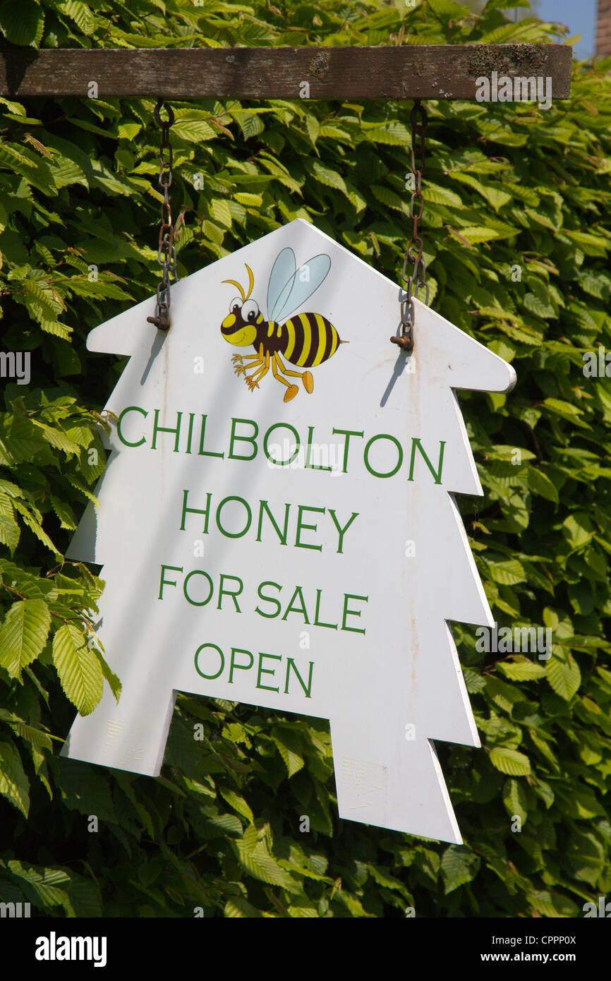 chilbolton village honey for sale sign hampshire england Stock Photo ...