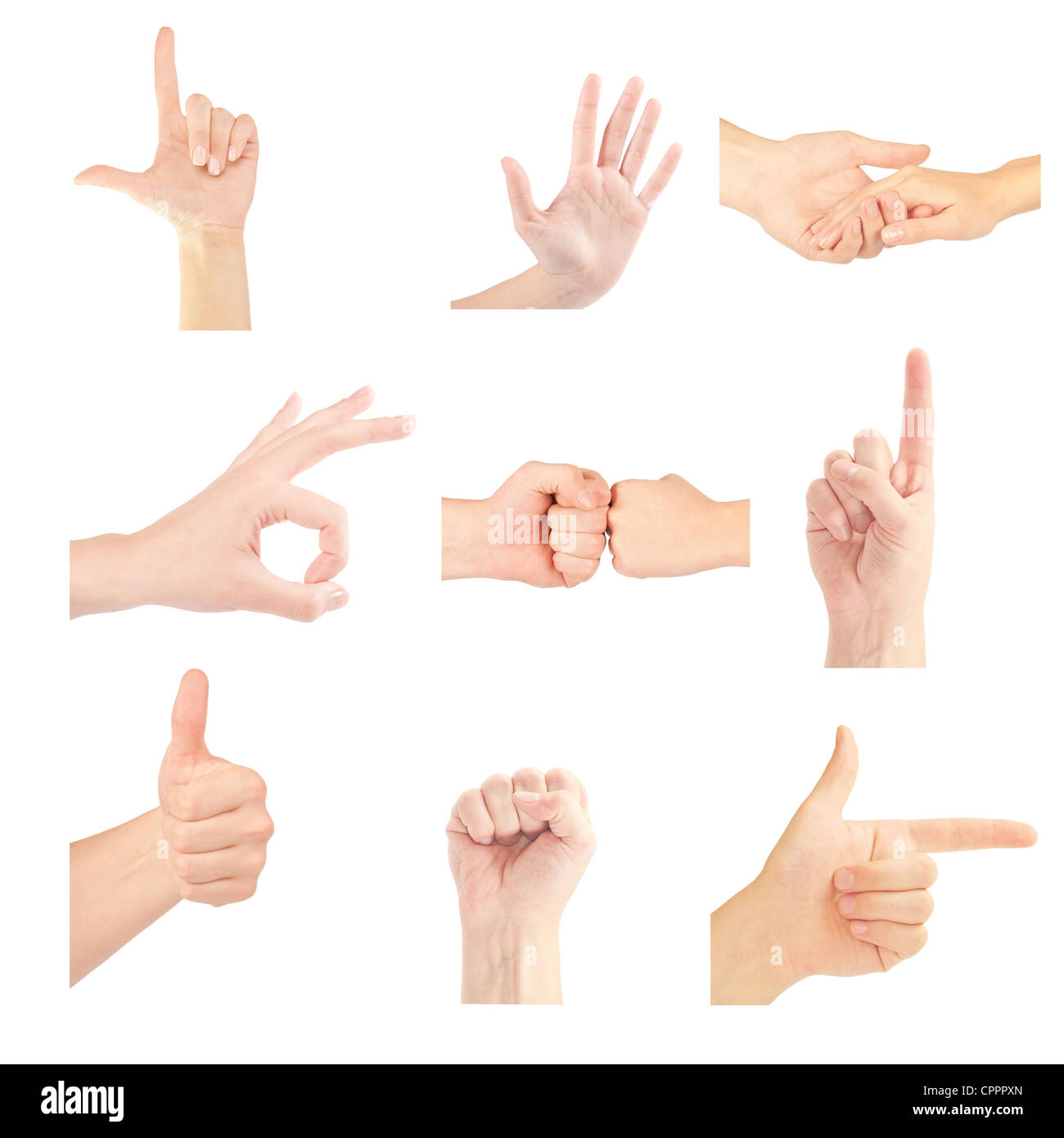 Set of gesturing hands isolated on white background Stock Photo - Alamy