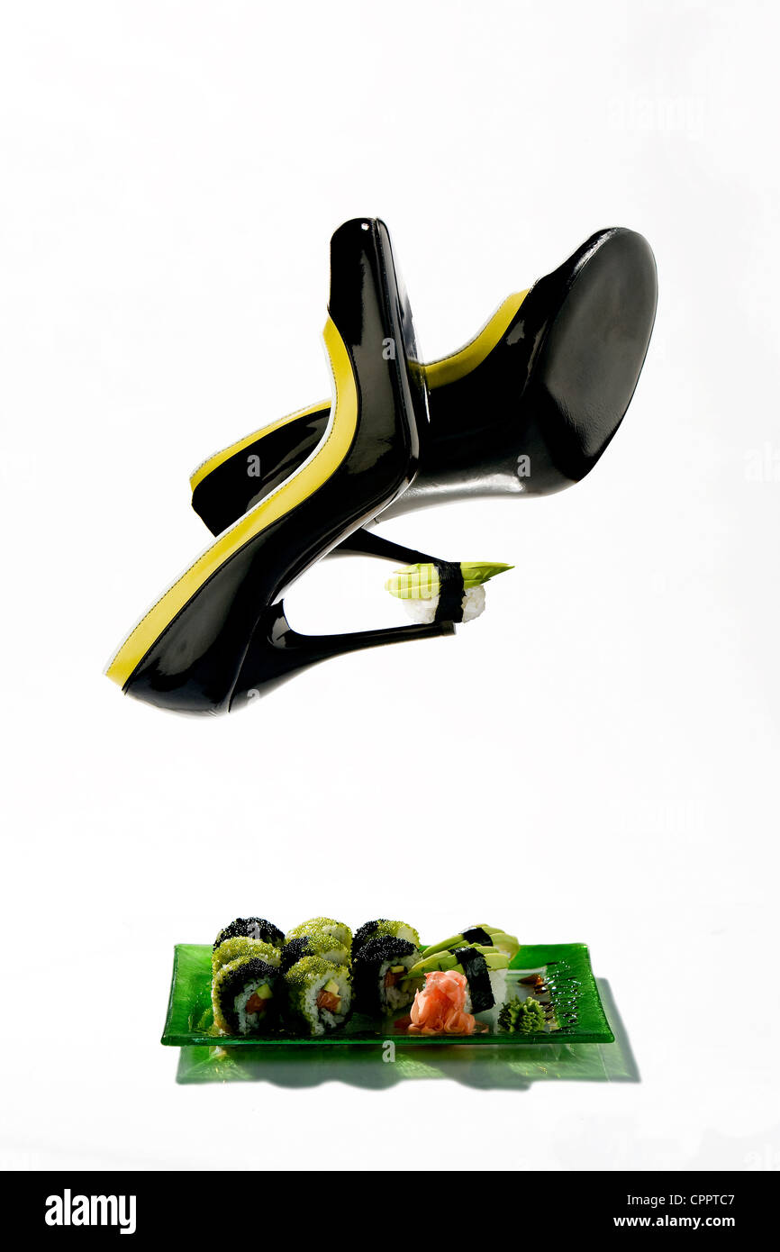 High heels and sushi Stock Photo - Alamy