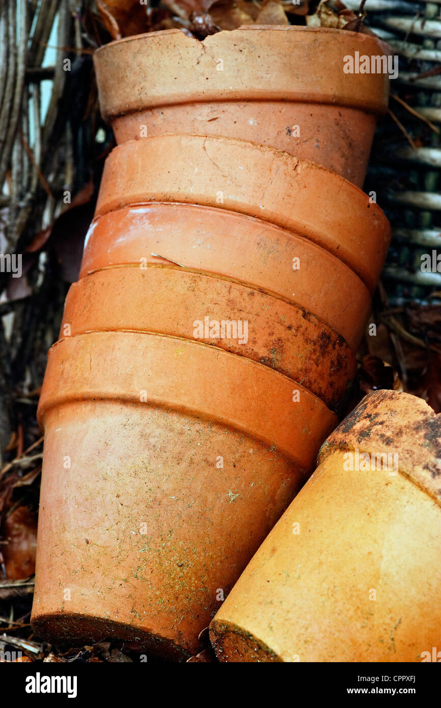 A stack of used garden plantpots Stock Photo - Alamy