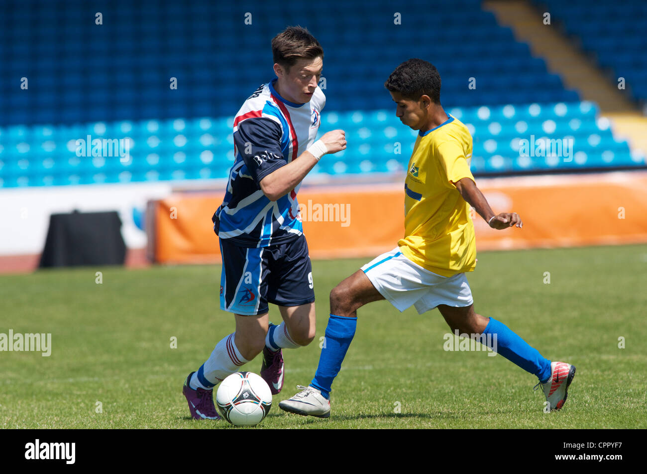 George fletcher, great britain paralympic footballer, is tackled by a ...