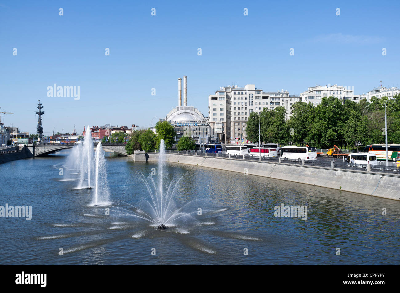 Moscow cityscape with view on the famous House on Embankment Stock ...