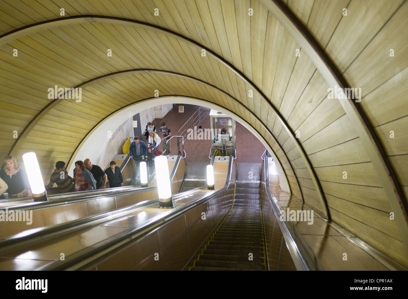 Escalator of Moscow metro Stock Photo - Alamy