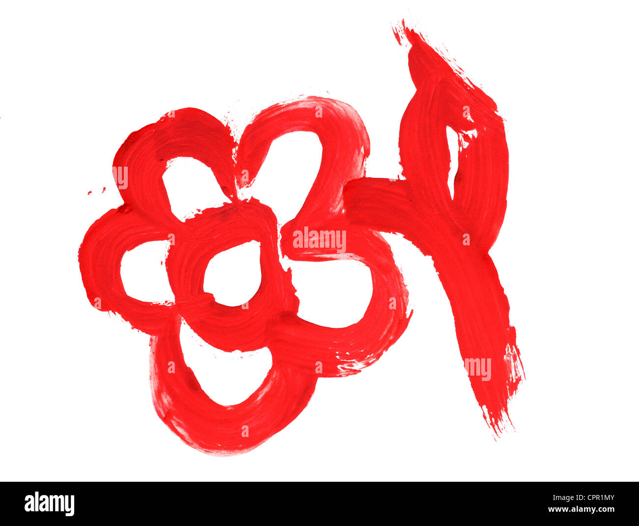 red flower, straight line paint illustration by hand Stock Photo - Alamy