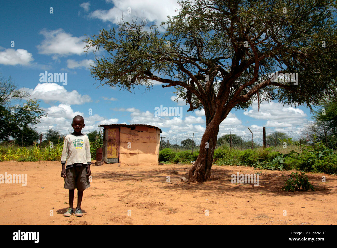 Children go home to their shacks in the Okakarara township Stock Photo ...