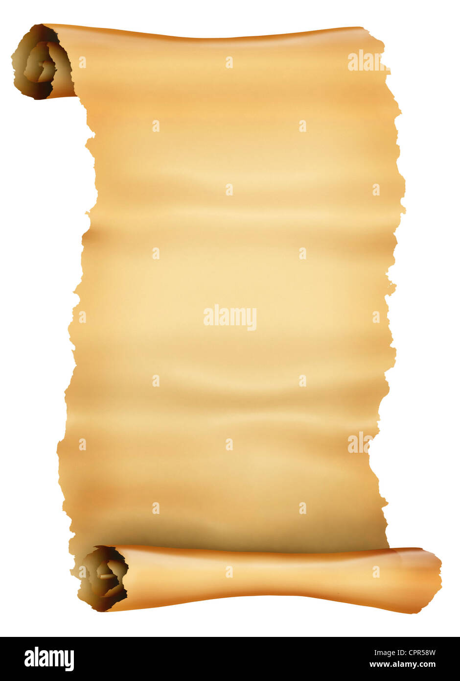 Vintage roll of parchment background isolated on white Stock Photo - Alamy