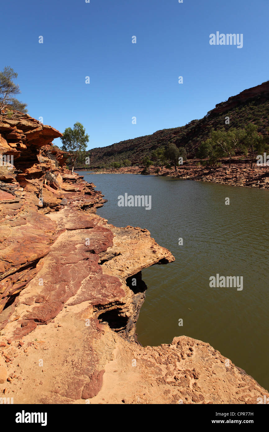 The Murchison River flows through Kalbarri National Park in Western ...