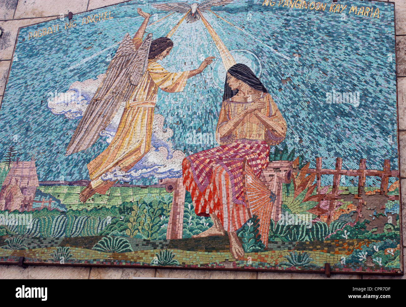 Painting of Holy Mary being blessed by angel Stock Photo - Alamy