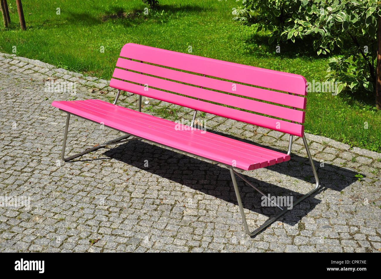 Photo of pink bench Stock Photo - Alamy