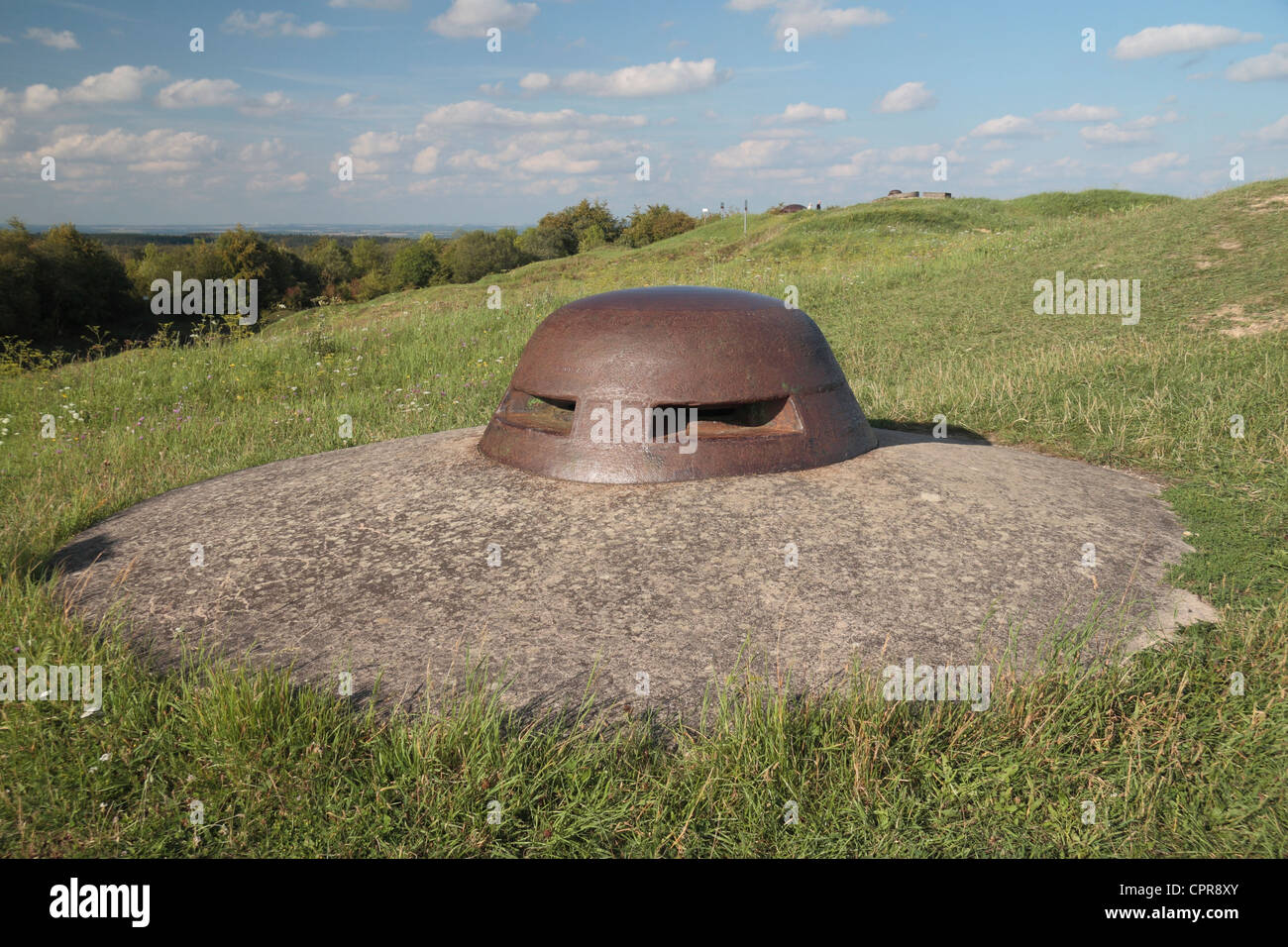 A machine gun turret, on top of Fort Douaumont, near Verdun, France ...