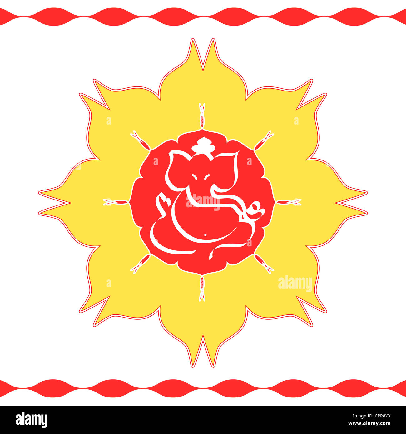 Hindu God Ganesha design on red and yellow flower Stock Photo - Alamy