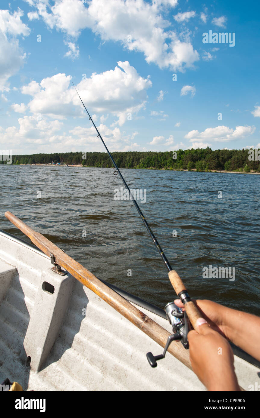 view of landscape with fishing Stock Photo - Alamy