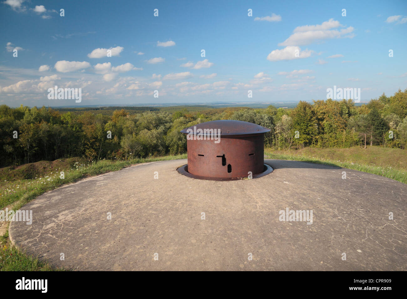 An observation turret on Fort Douaumont looking over the countryside ...