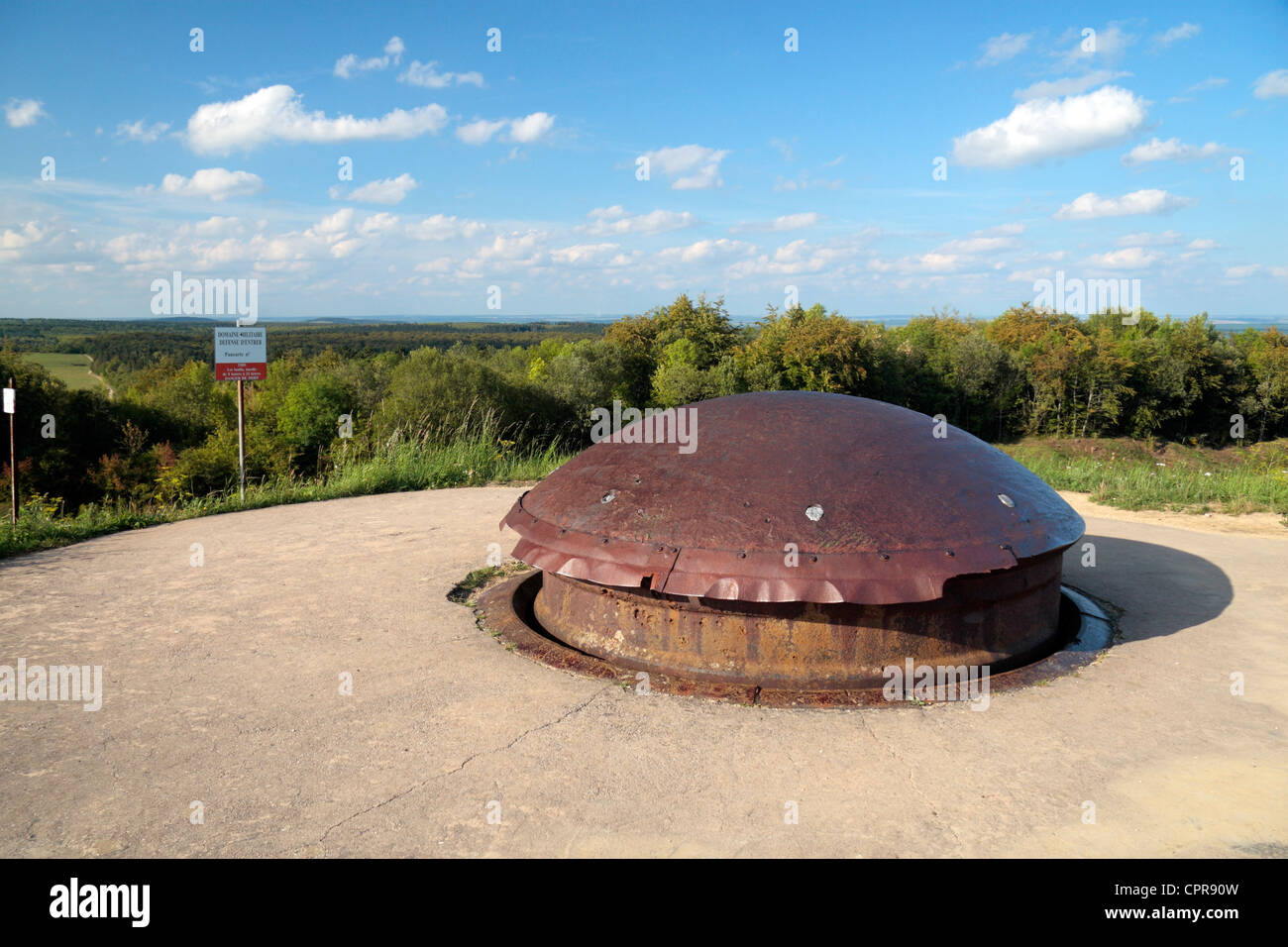 Detail showing rising gun turret (for a 75mm gun) on Fort Douaumont ...