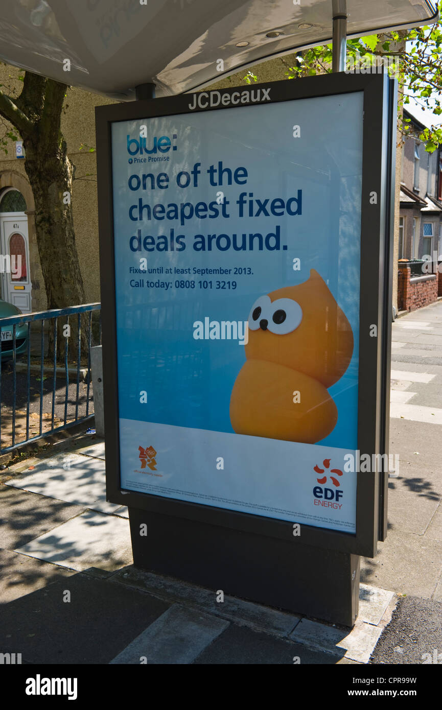 JCDecaux advertising billboard for EDF ENERGY Olympic partner on bus ...