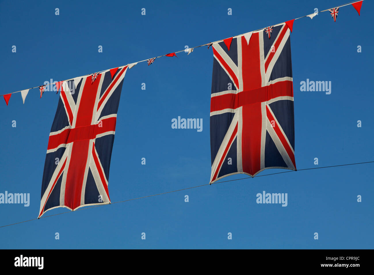 Union Jacks on street at Queen Elizabeth II Diamond Jubilee ...