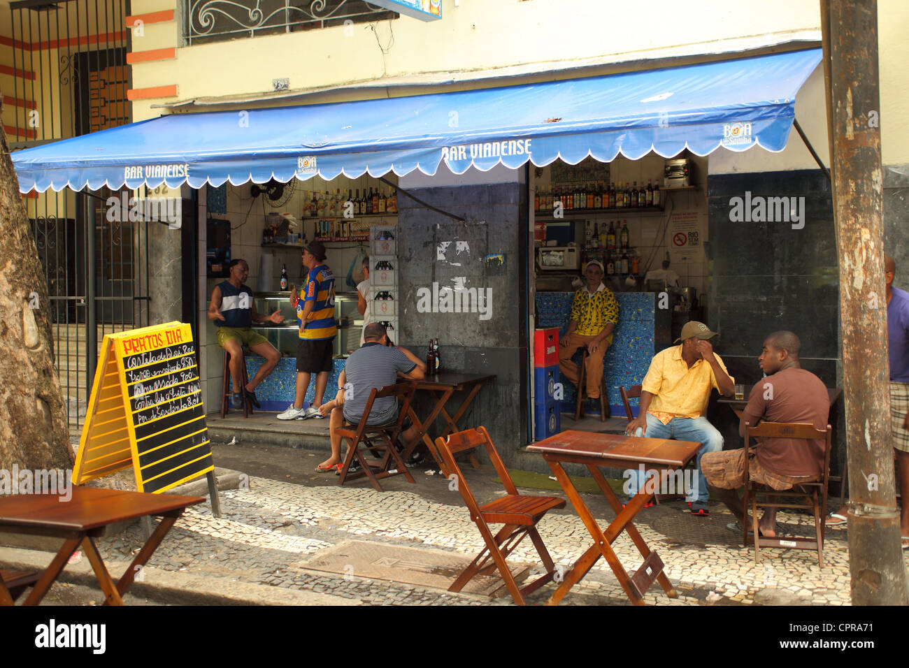 Brazil Rio de Janeiro Lapa district men sat in a bar Stock Photo - Alamy