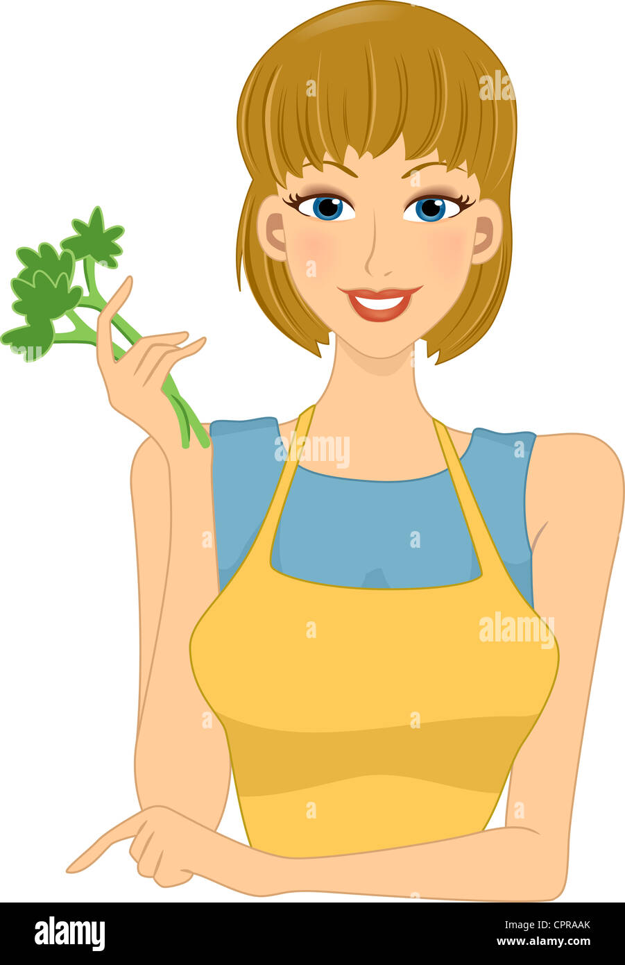 Illustration of a Girl Holding Stalks of Vegetables Stock Photo - Alamy