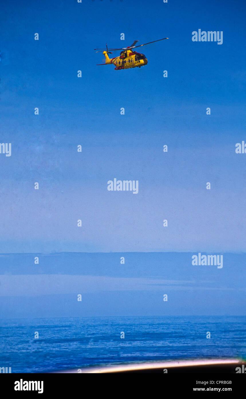 Lifeline emergency Canadian helicopter transporting patient to hospital ...