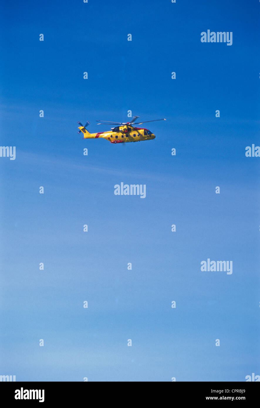 Lifeline emergency Canadian helicopter transporting patient to hospital ...