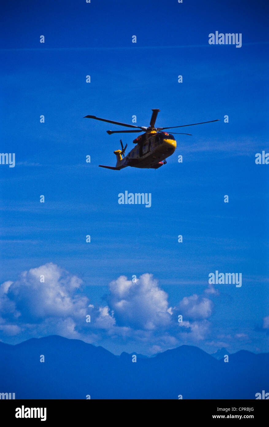 Lifeline emergency Canadian helicopter transporting patient to hospital ...