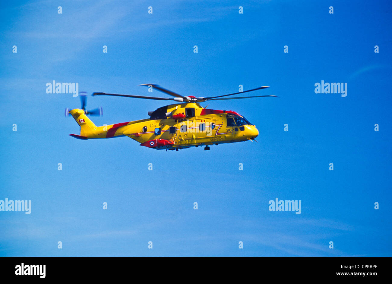 Lifeline emergency Canadian helicopter transporting patient to hospital ...