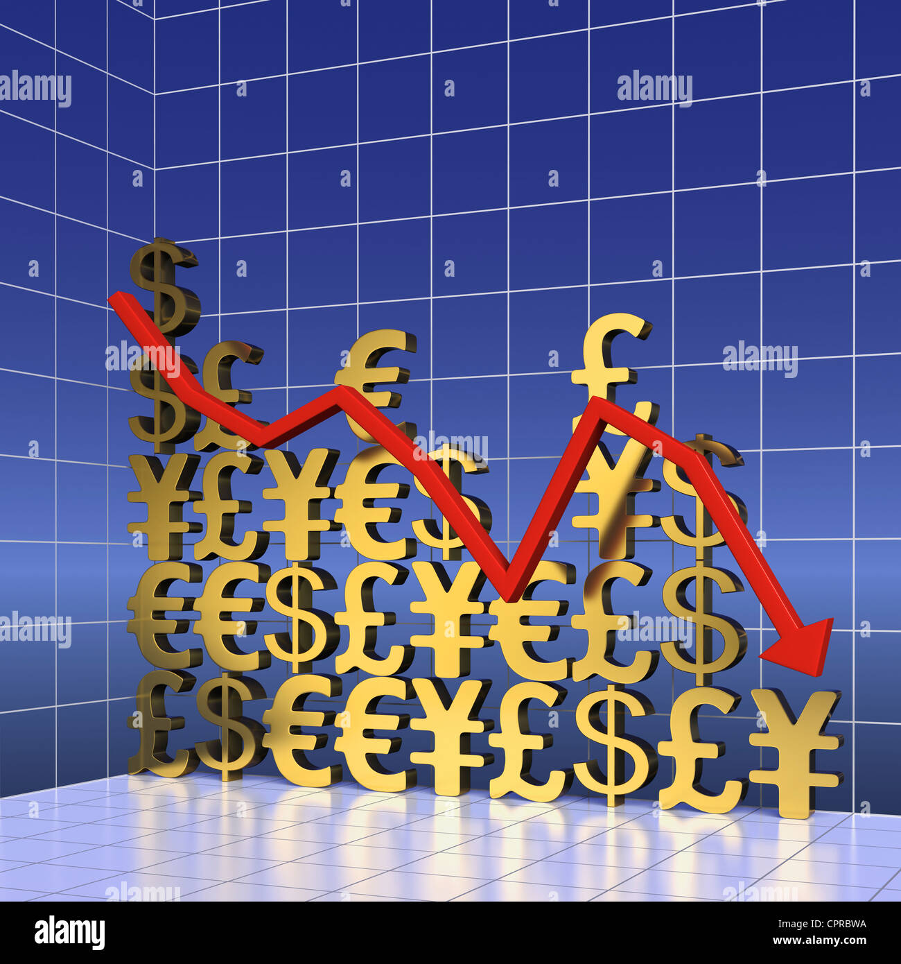 Business graph of foreign exchange basket of currencies with downward ...