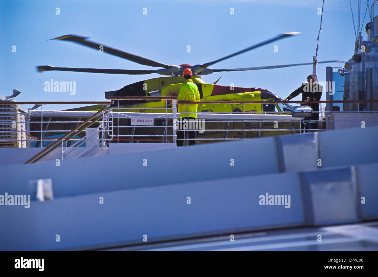 Lifeline emergency Canadian helicopter transporting patient to hospital ...