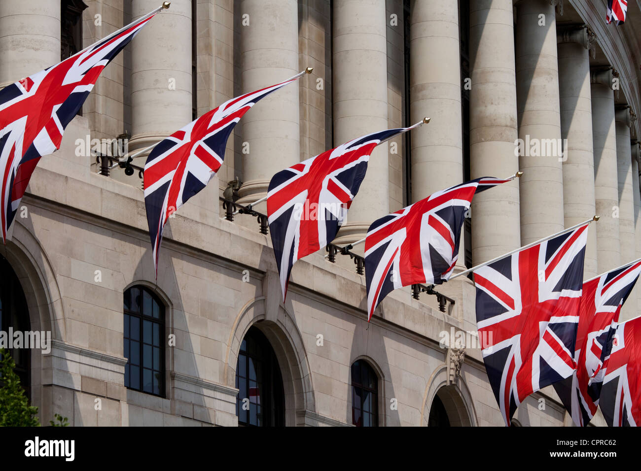 Close up of red, white and blue, Union Jack flags in London Stock Photo ...