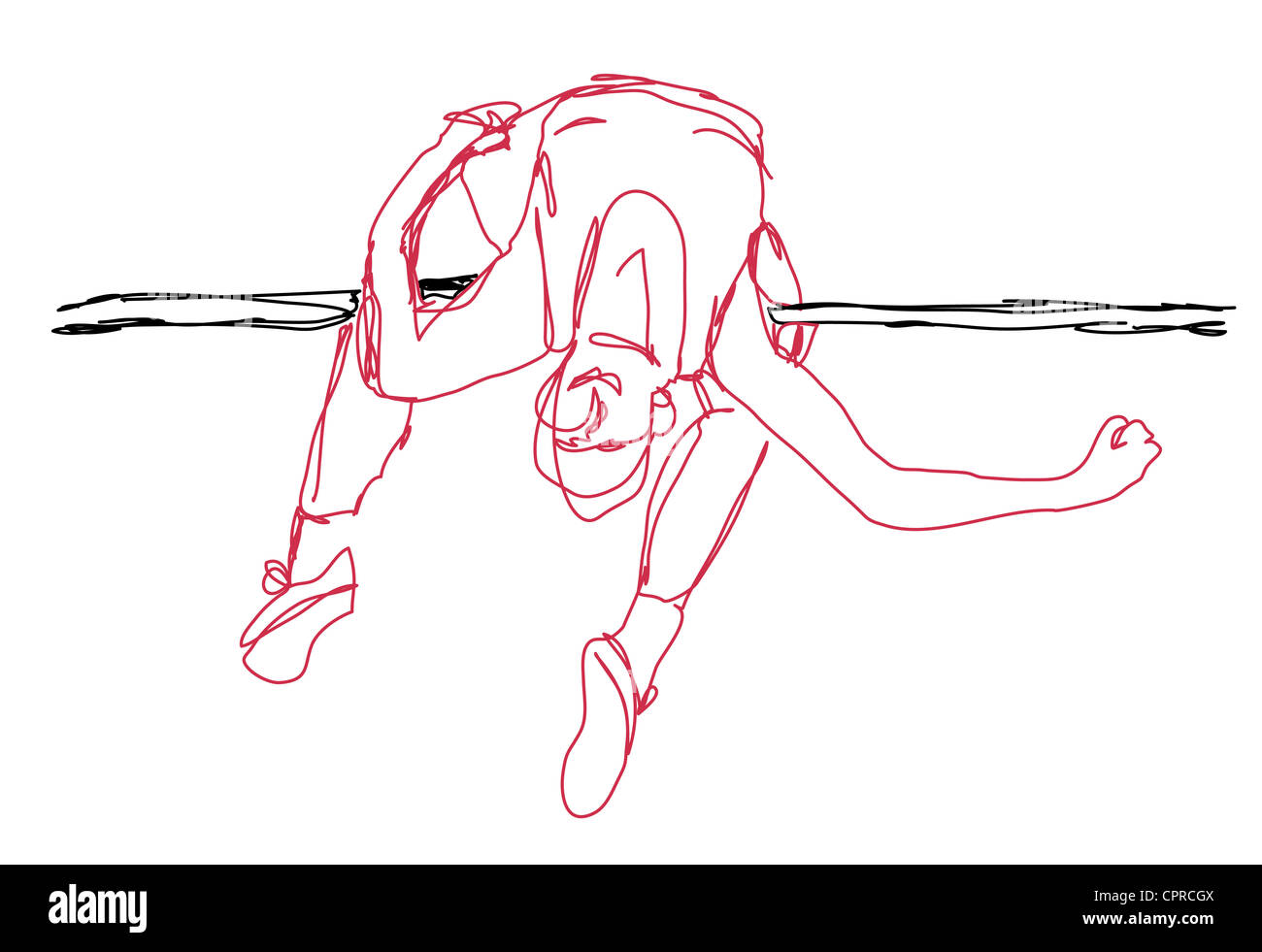 Male competitor jumping over high jump bar Stock Photo - Alamy