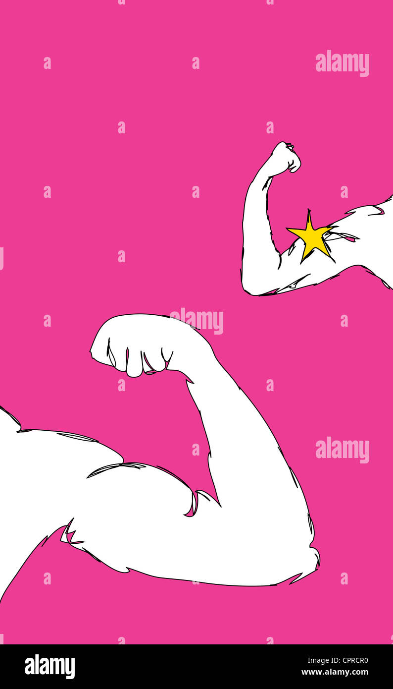 Two white arms on a pink background Stock Photo - Alamy