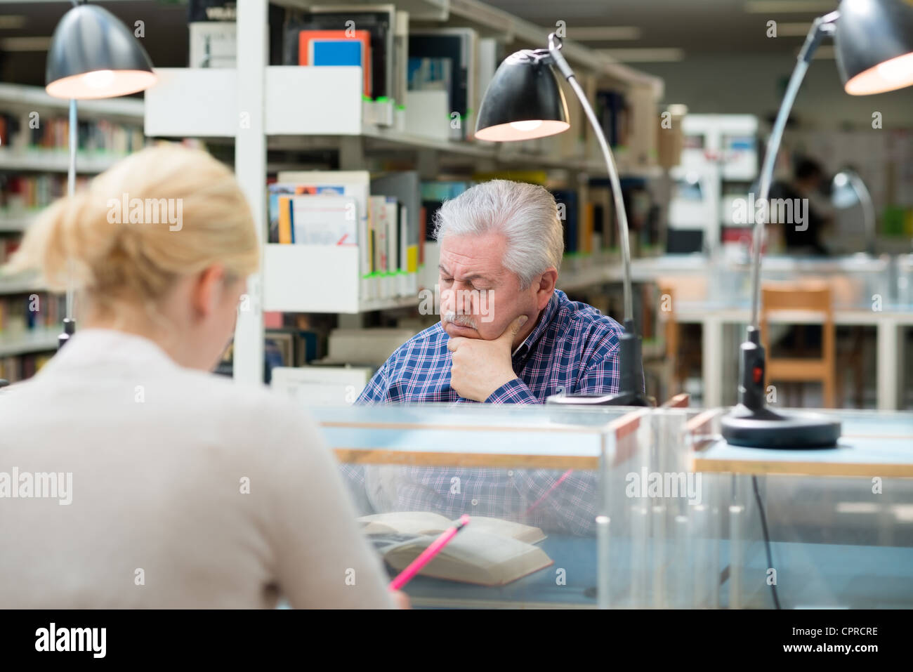 Older Male College Student Studying
