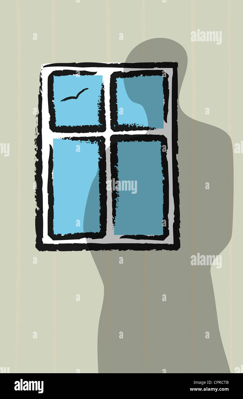 Shadow of a man in front on a window Stock Photo - Alamy