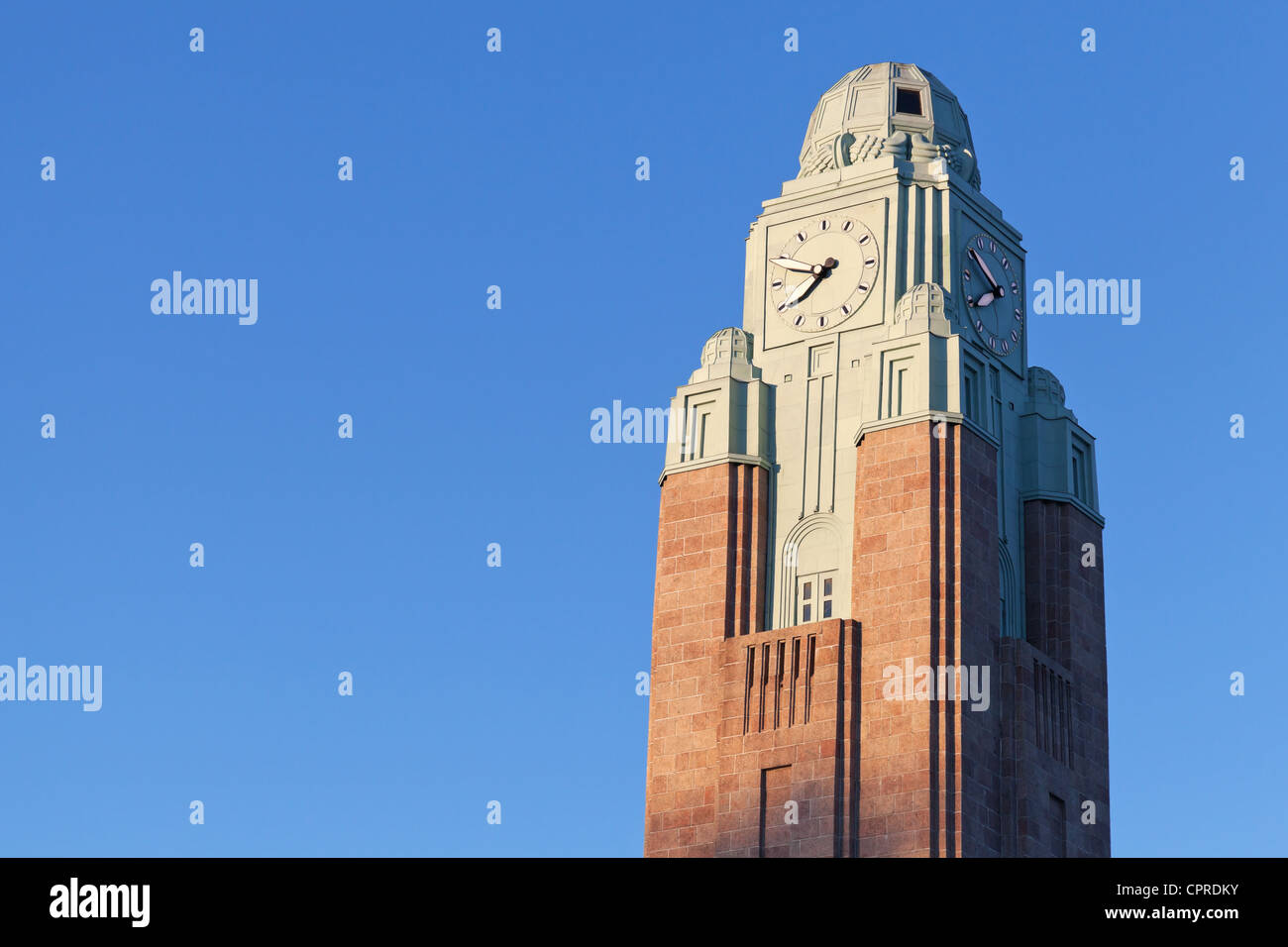 Clock tower of Helsinki central railway station. Finland Stock Photo ...
