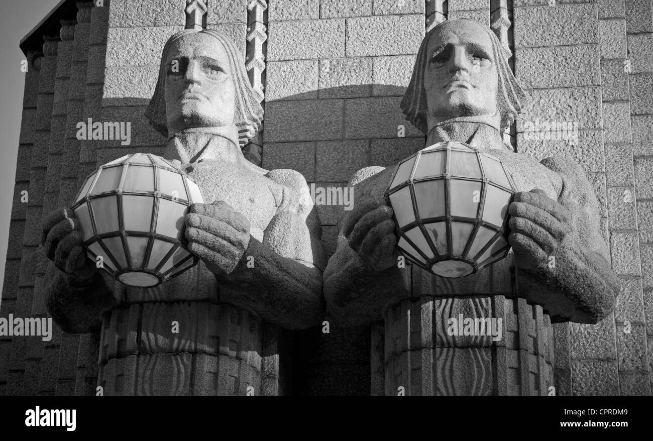 Granite statues of Helsinki central railroad station Stock Photo - Alamy