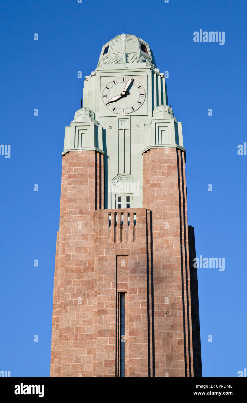Clock tower of Helsinki central railway station. Finland Stock Photo ...