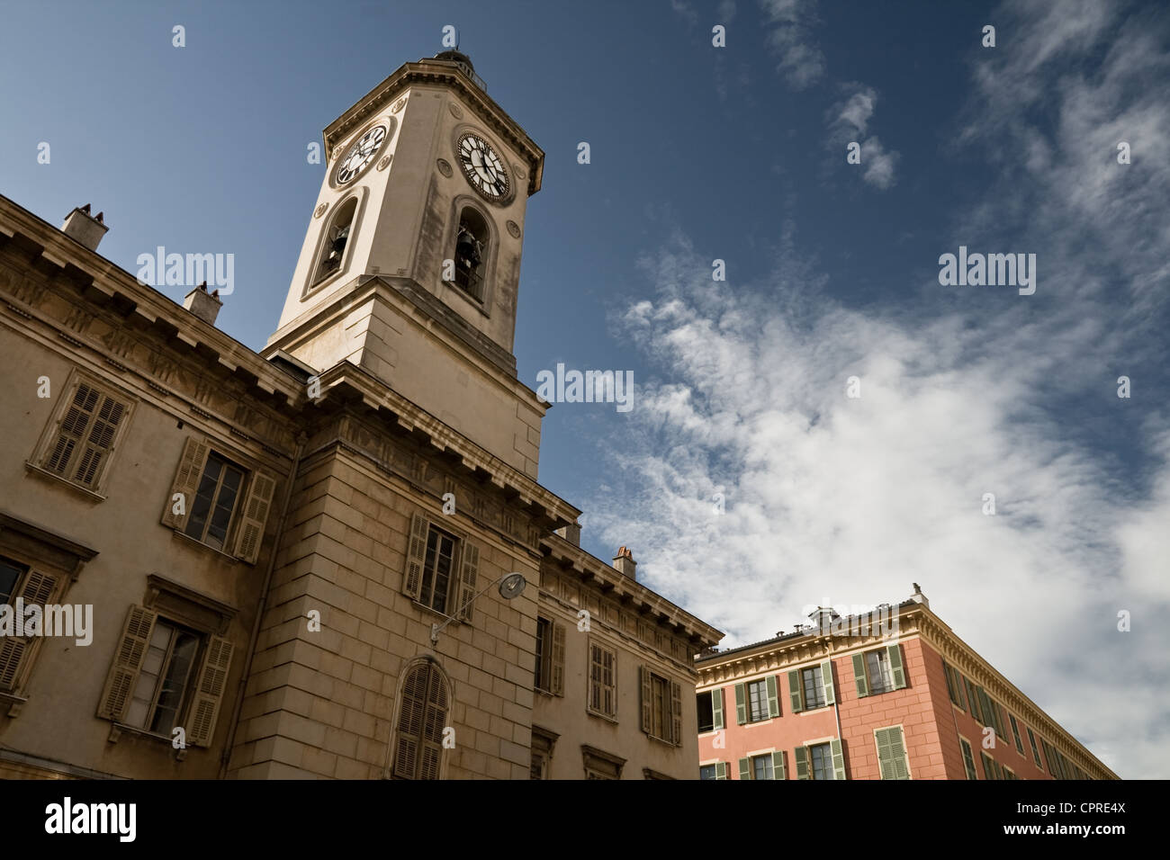France. Old Nice. Clock on tower Stock Photo - Alamy