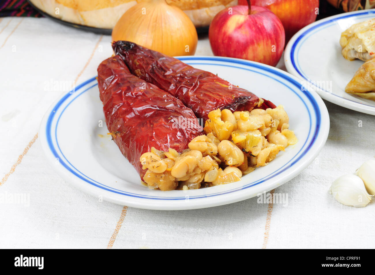 Traditional bulgarian lenten dish of dried peppers stuffed with beans ...