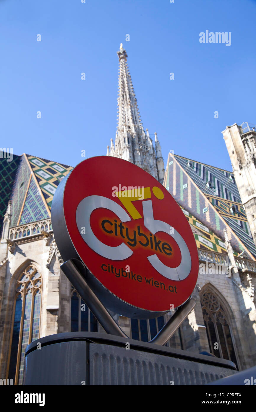City Bike Sign in front of Saint Stephens, Vienna Stock Photo - Alamy