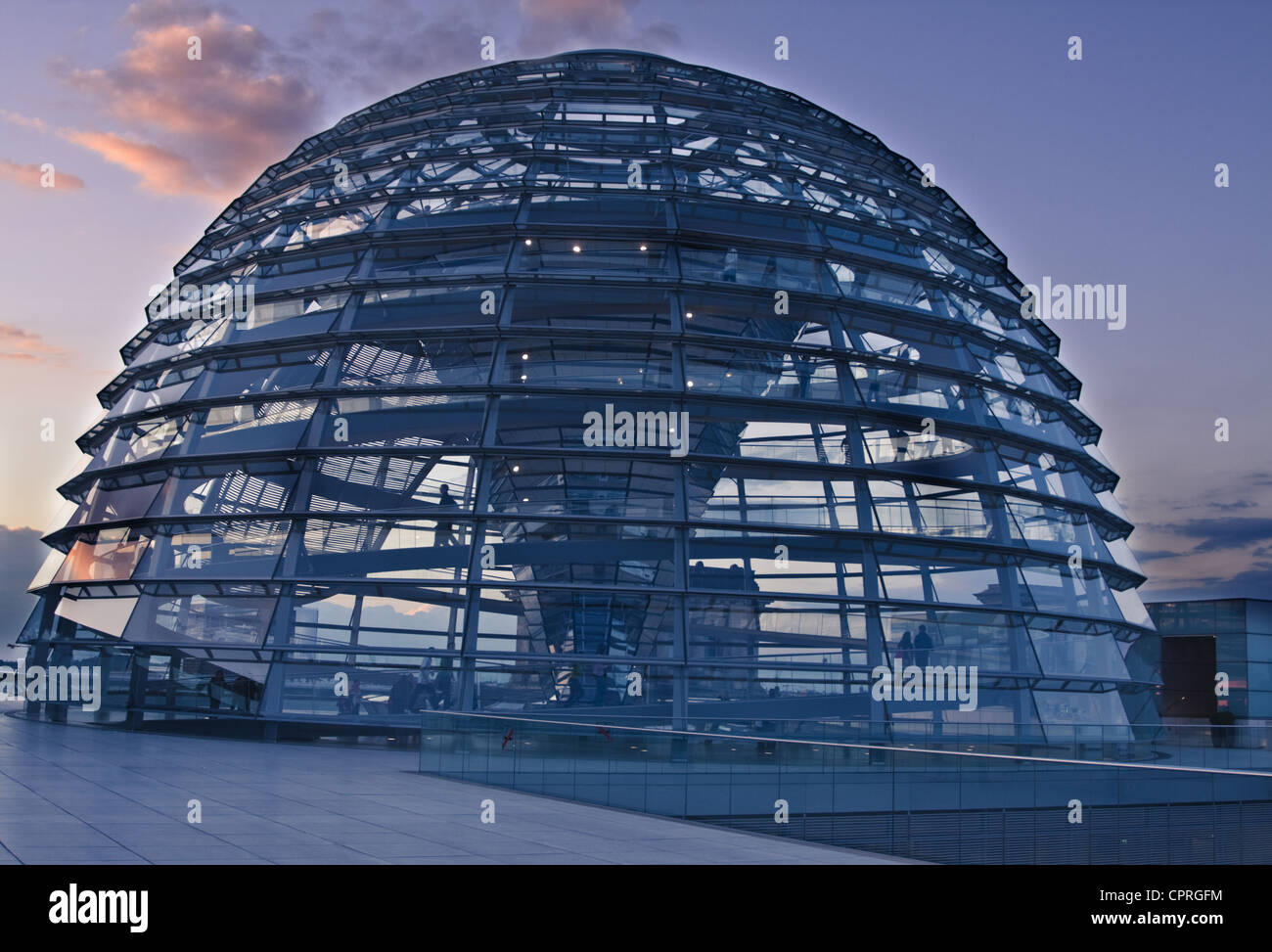 Image of the Reichstag (German Parliamet buidilng) dome at sunset ...