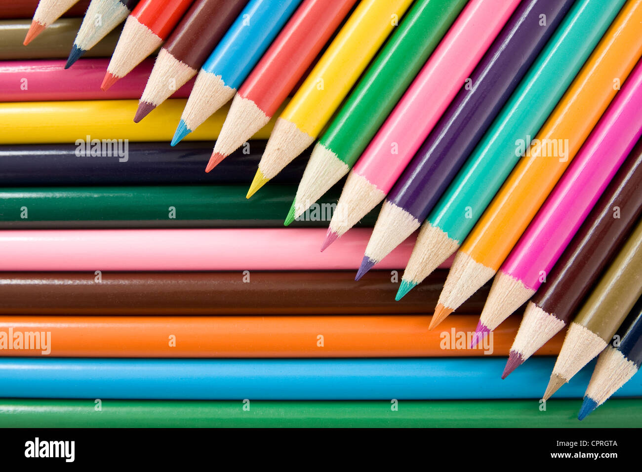 close up background of color pencils crayons Stock Photo - Alamy