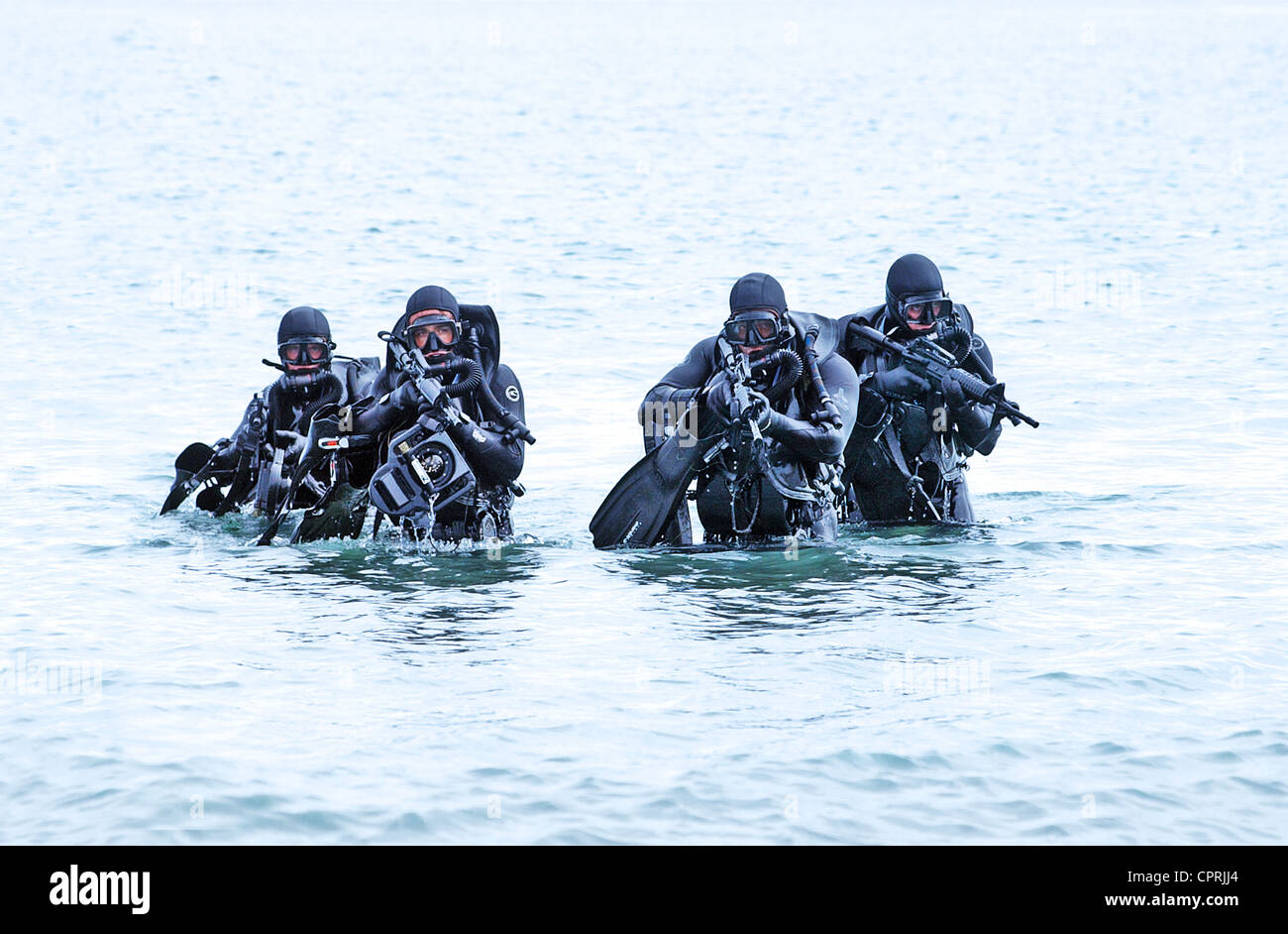US Navy SEALs practice beach landings during combat training Stock ...