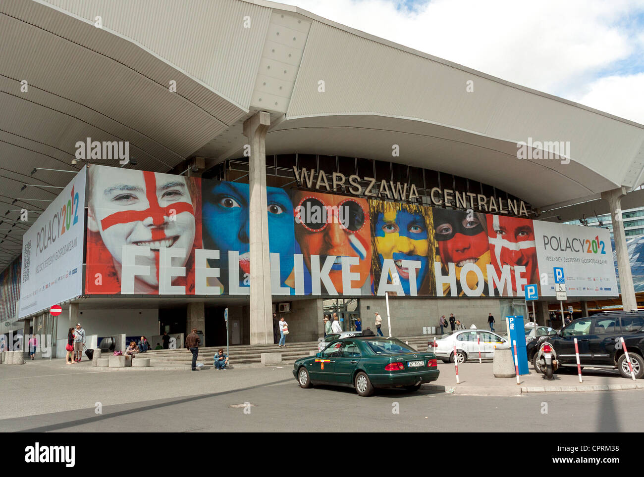 Central Railway Station in Warsaw with Euro 2012 slogan 'Feel like at ...