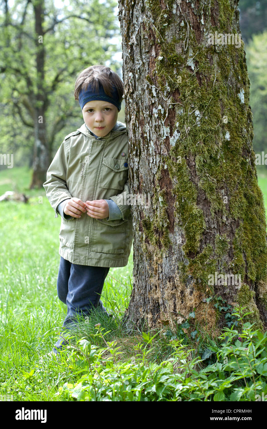 Boy playing outdoor Stock Photo - Alamy