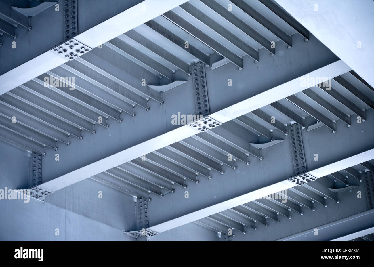 Elements of modern steel automotive bridge construction. Beams and ...