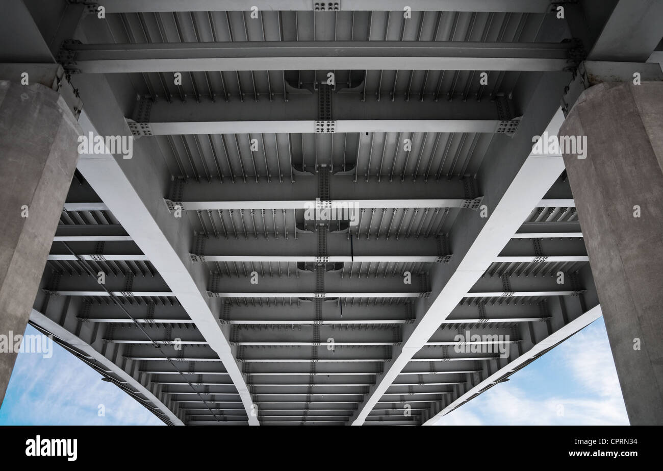 Bottom elements of modern metal bridge Stock Photo - Alamy
