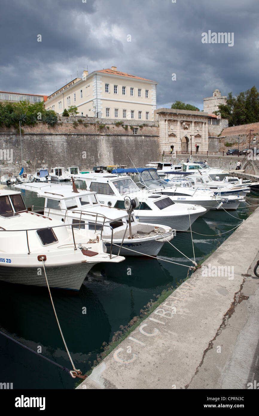 Marina and Old town stone city gate Zadar Croatia Stock Photo - Alamy