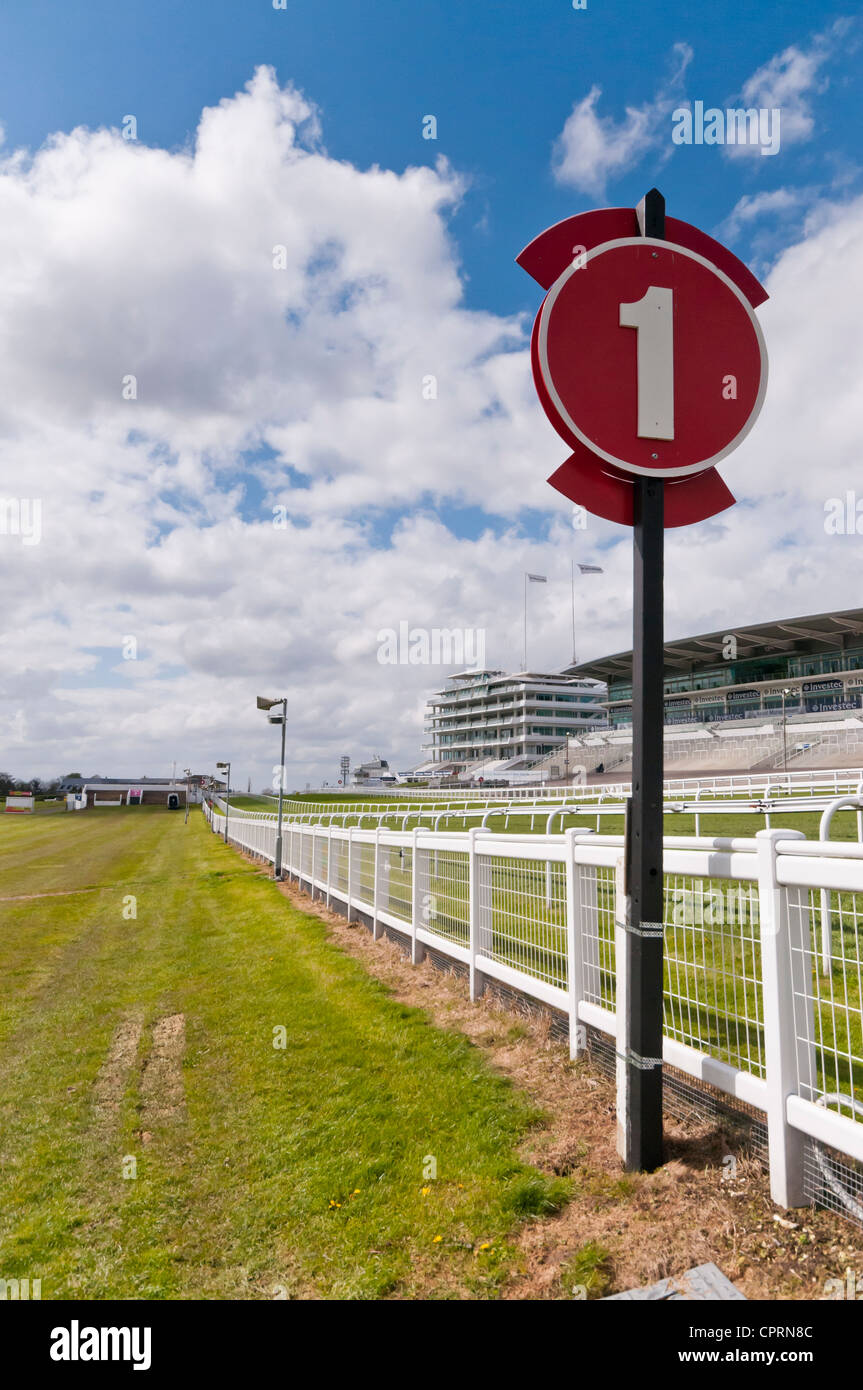 Furlong marker at Epsom Downs Racecourse, Epsom, Surrey, UK Stock Photo ...